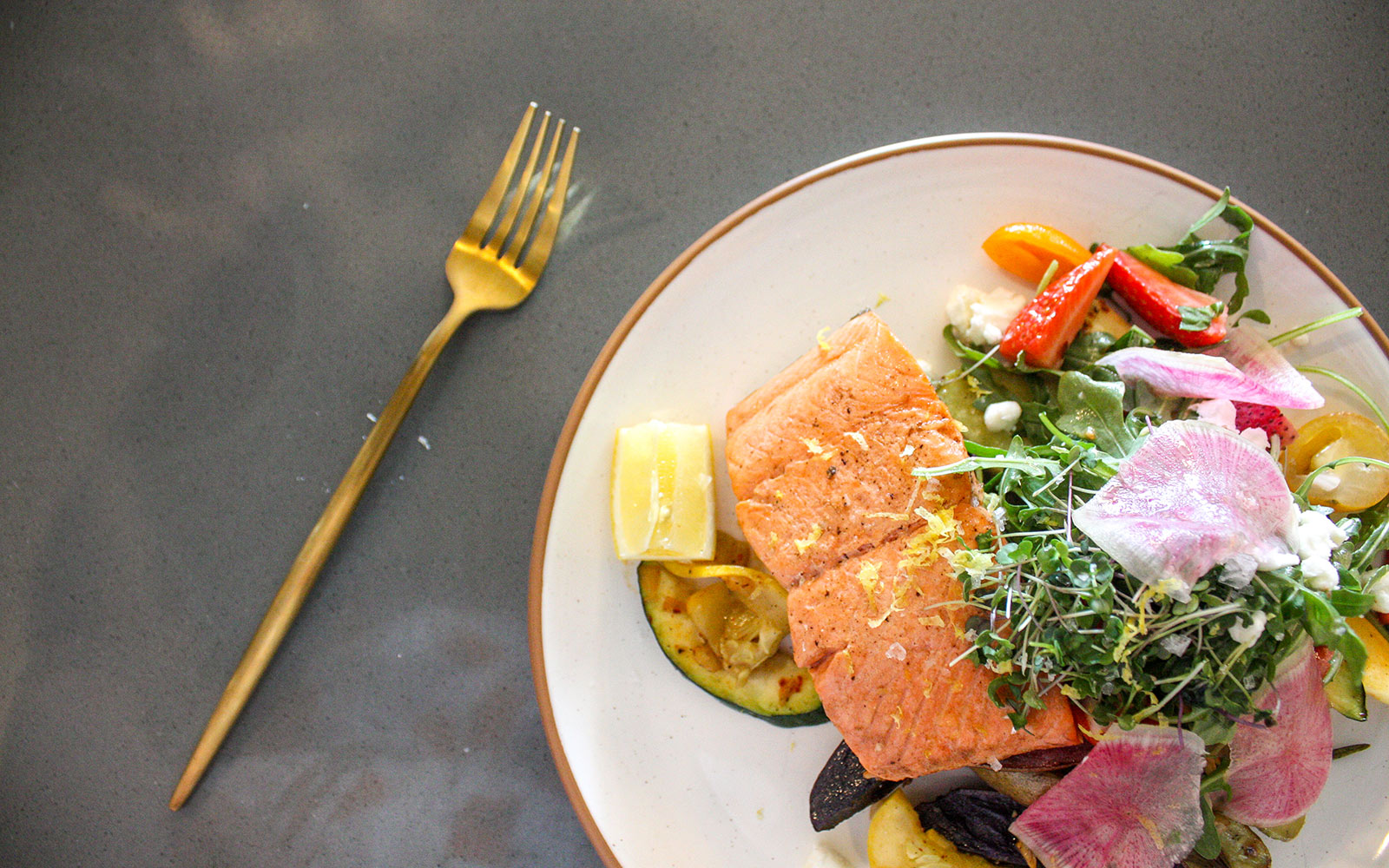 Seared Sockeye Salmon with Rosemary Fingerlings, Summer Squash ...