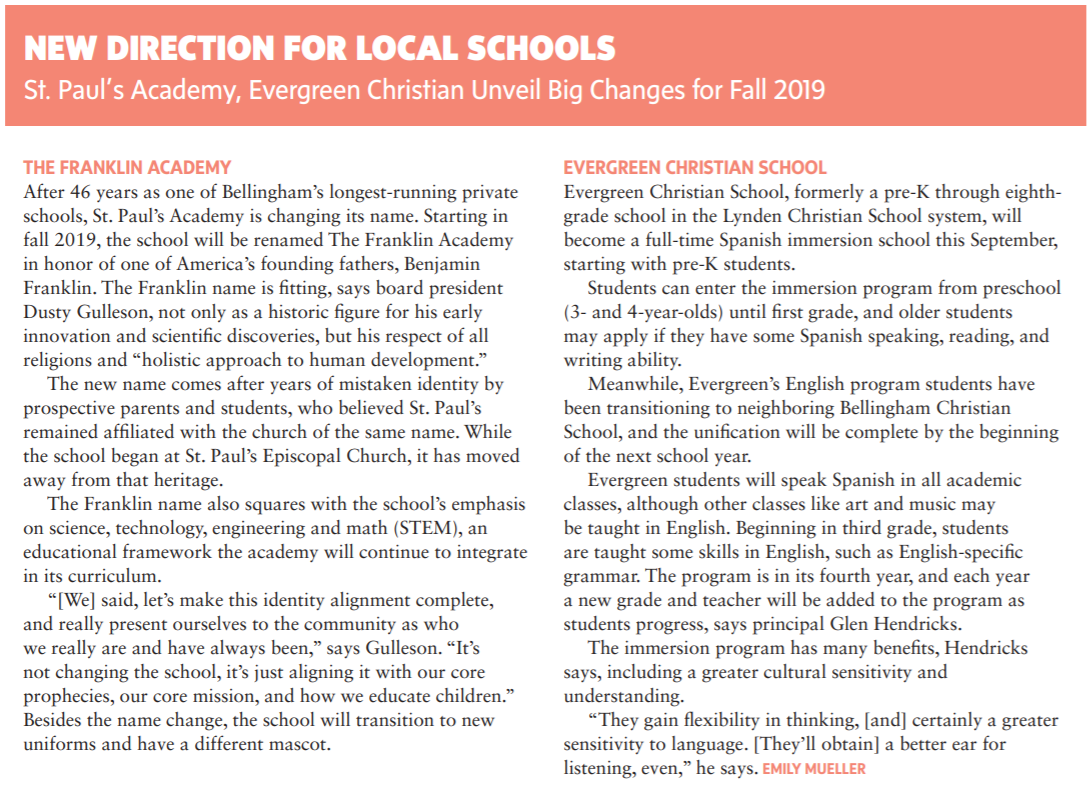 Private School Breakdown | Bellingham Alive September Edition